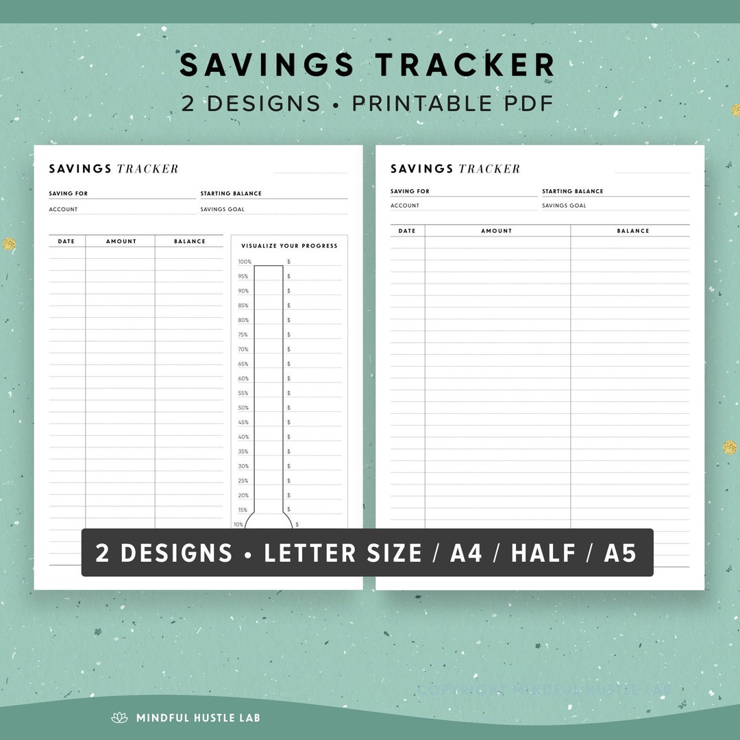 Savings Tracker Printable Personal Savings Account - Etsy
