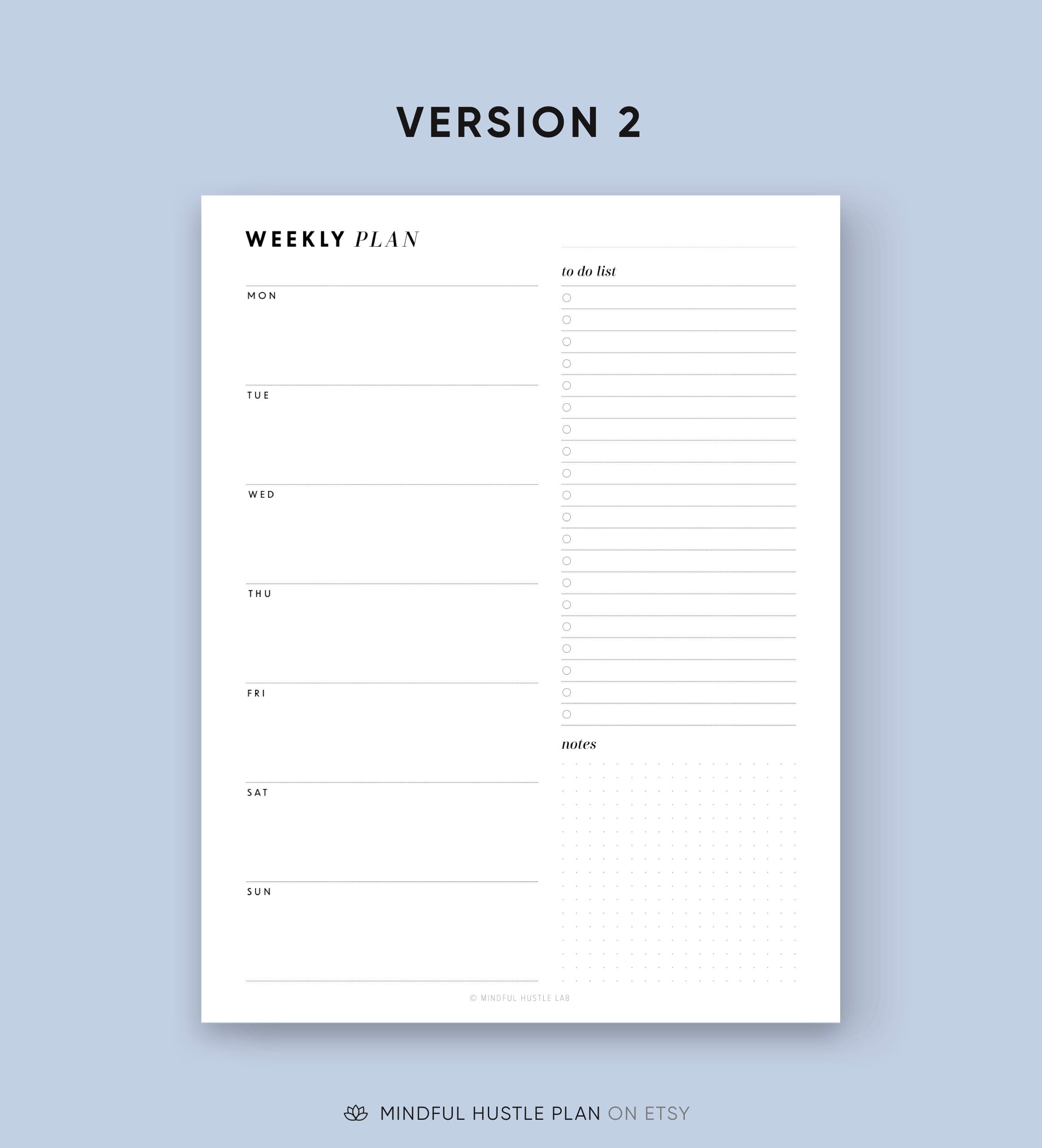 Weekly Planner Printable 4 in 1 | Printable Weekly Task List PDF, A5 ...