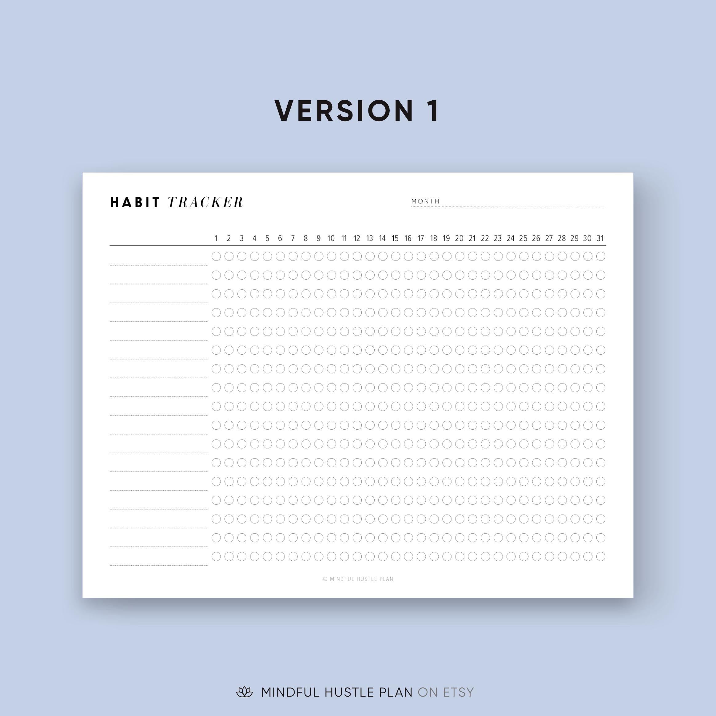 Habit Tracker Printable, Monthly Habits, 30 Day Habit Challenge, Goal ...