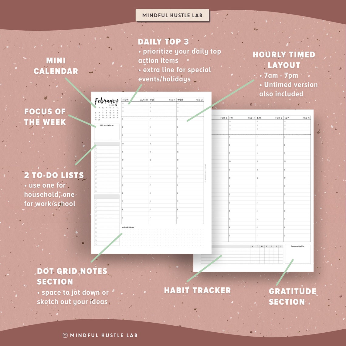 2022 Weekly Planner Printable BOLD Lettering Style Vertical | Etsy Canada