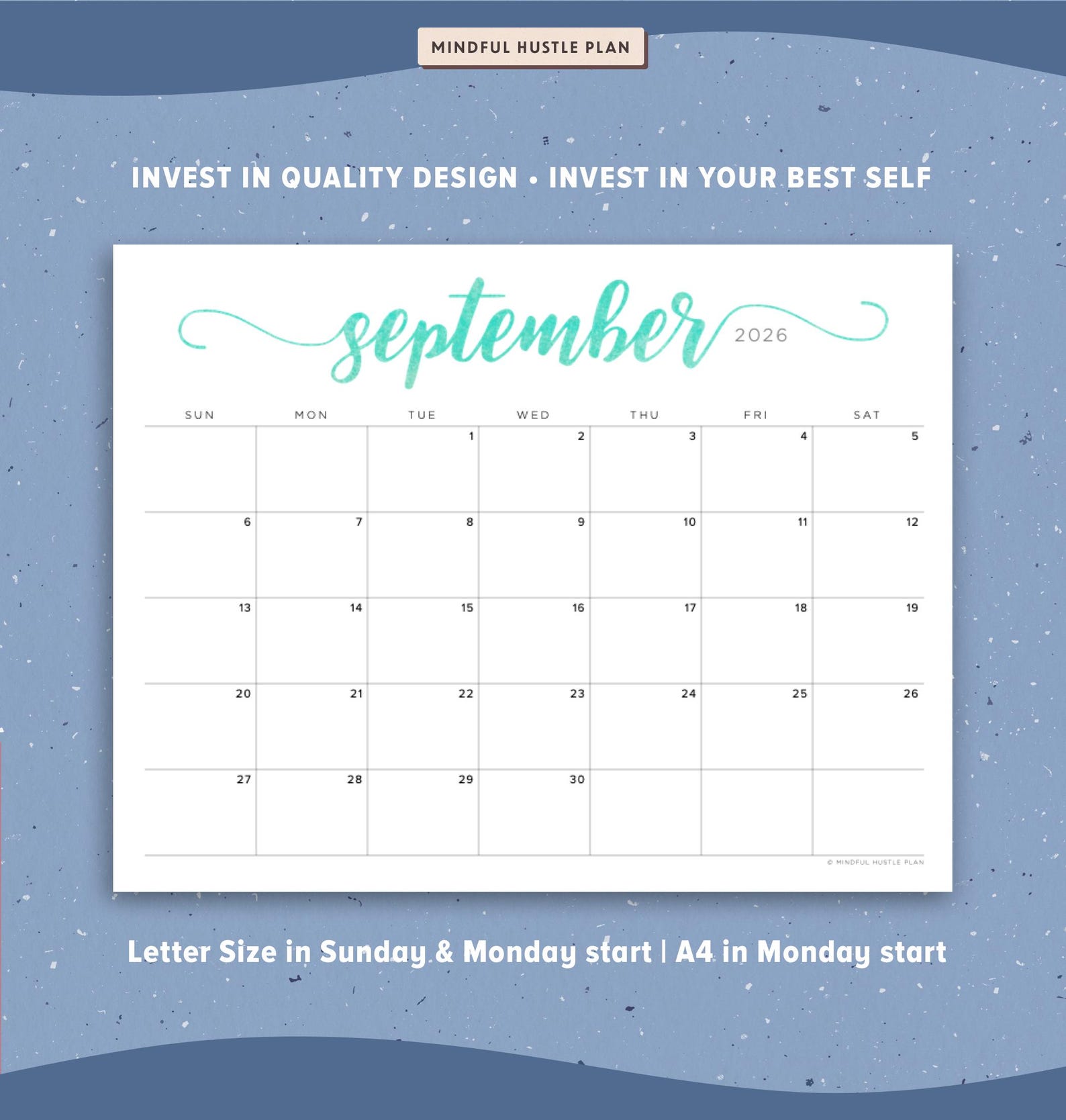 2026 Printable Calendar, Editable, 12 Month Desk Calendar, Landscape ...