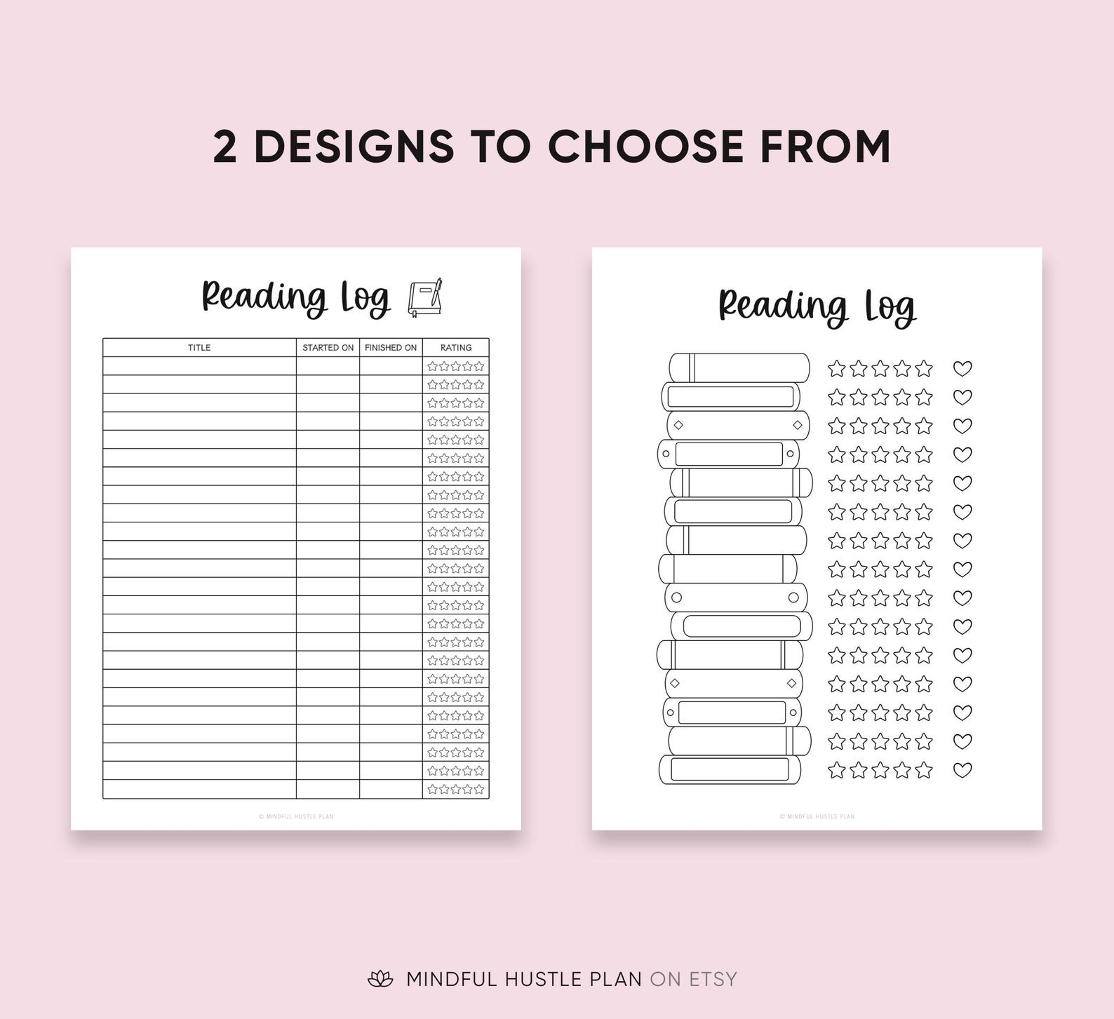Reading Log Printable With Rating, Book Tracker, Reading Journal ...