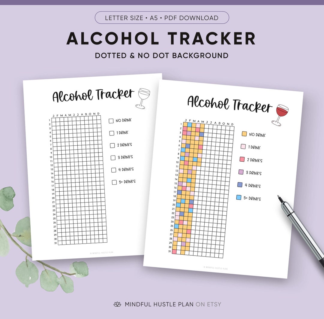 Alcohol Tracker, Daily Drinking Tracker, Bullet Journal Printable ...
