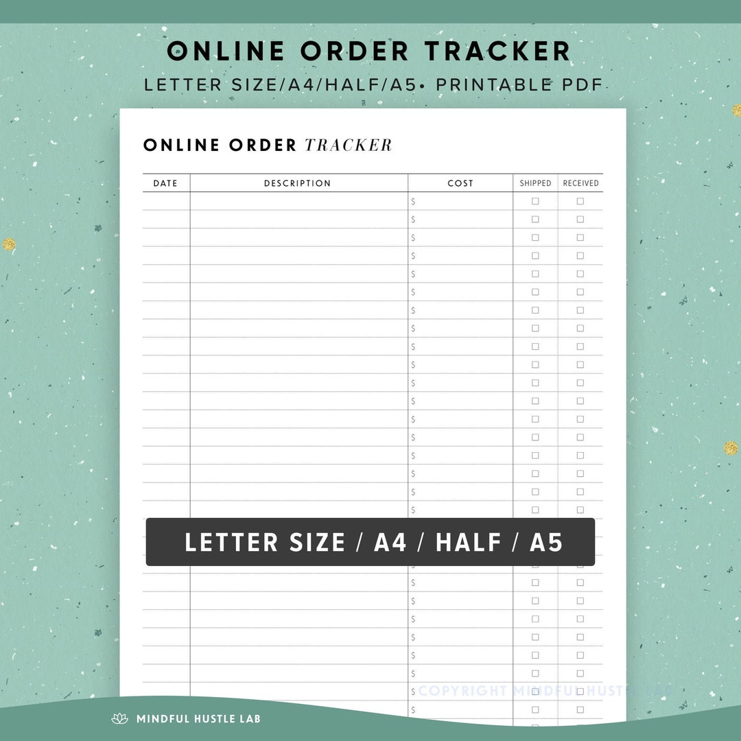 Online Shopping Tracker Printable Order Tracker Online - Etsy