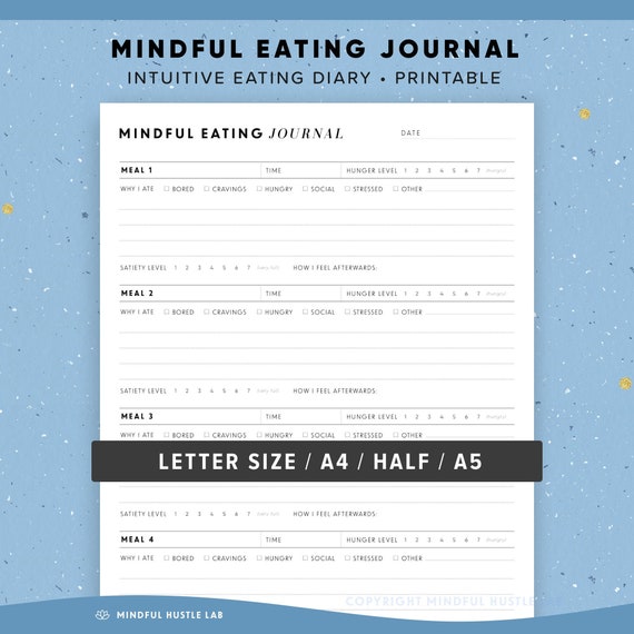 Mindful Eating Journal Printable Intuitive Eating Journal | Etsy Canada
