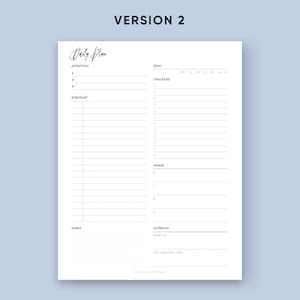 Daily Planner Printable, Editable Daily Plan, Undated Planner Inserts ...