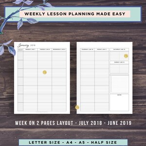 Teacher Planner 2019-2020 Lesson Planner Printable Academic - Etsy