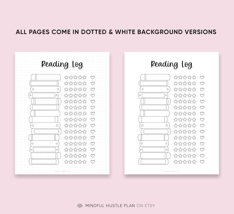 Reading Log Printable With Rating, Book Tracker, Reading Journal ...