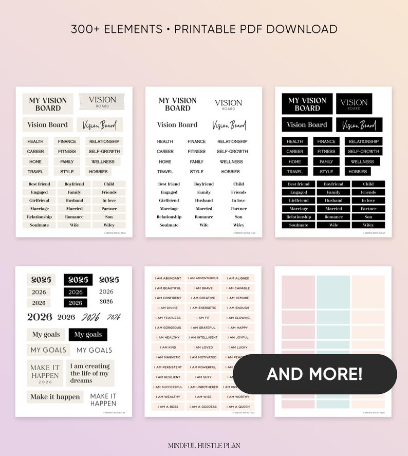 Vision Board 2026 Printable, Aesthetic Vision Board Template, Printable ...