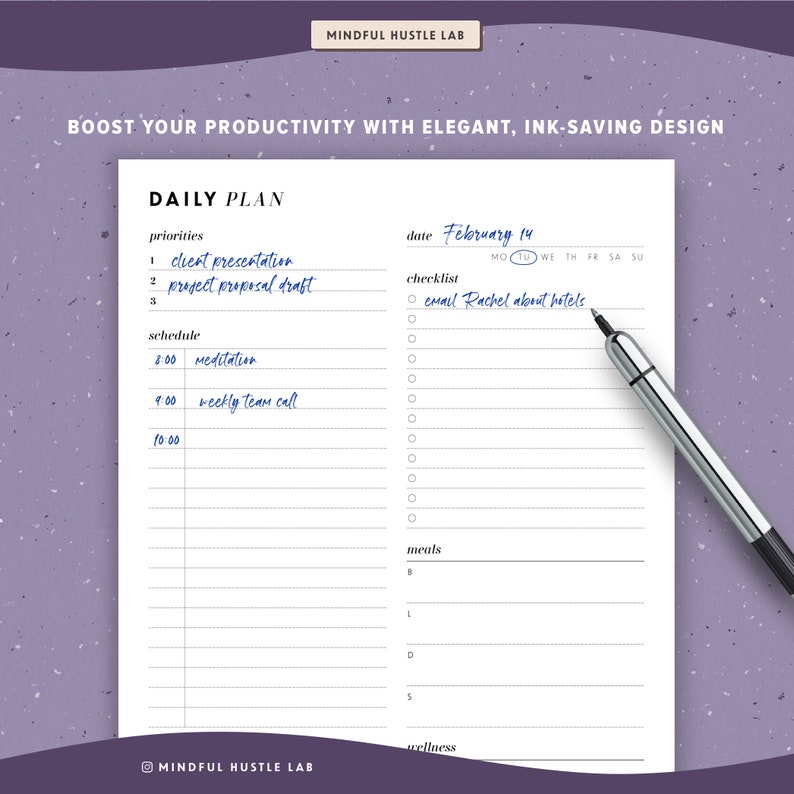 Planificador diario imprimible plan diario editable - Etsy España