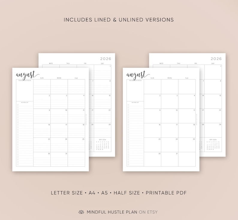 2026 Dated Monthly Planner on Two Pages, Monthly Organizer, Monthly ...