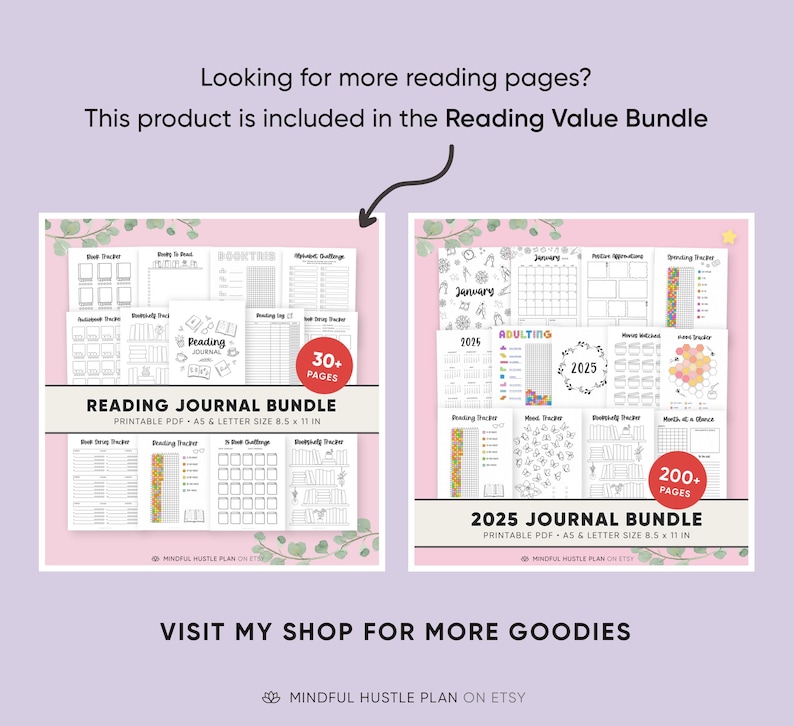Reading Log Printable With Rating, Book Tracker, Reading Journal ...