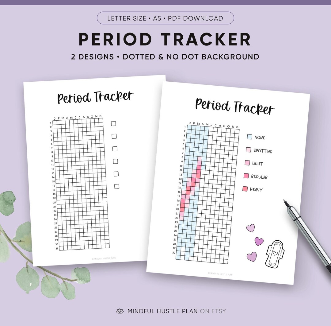 Period Tracker Printable, Yearly Log, Pixel Tracker (PDF Download) - Etsy
