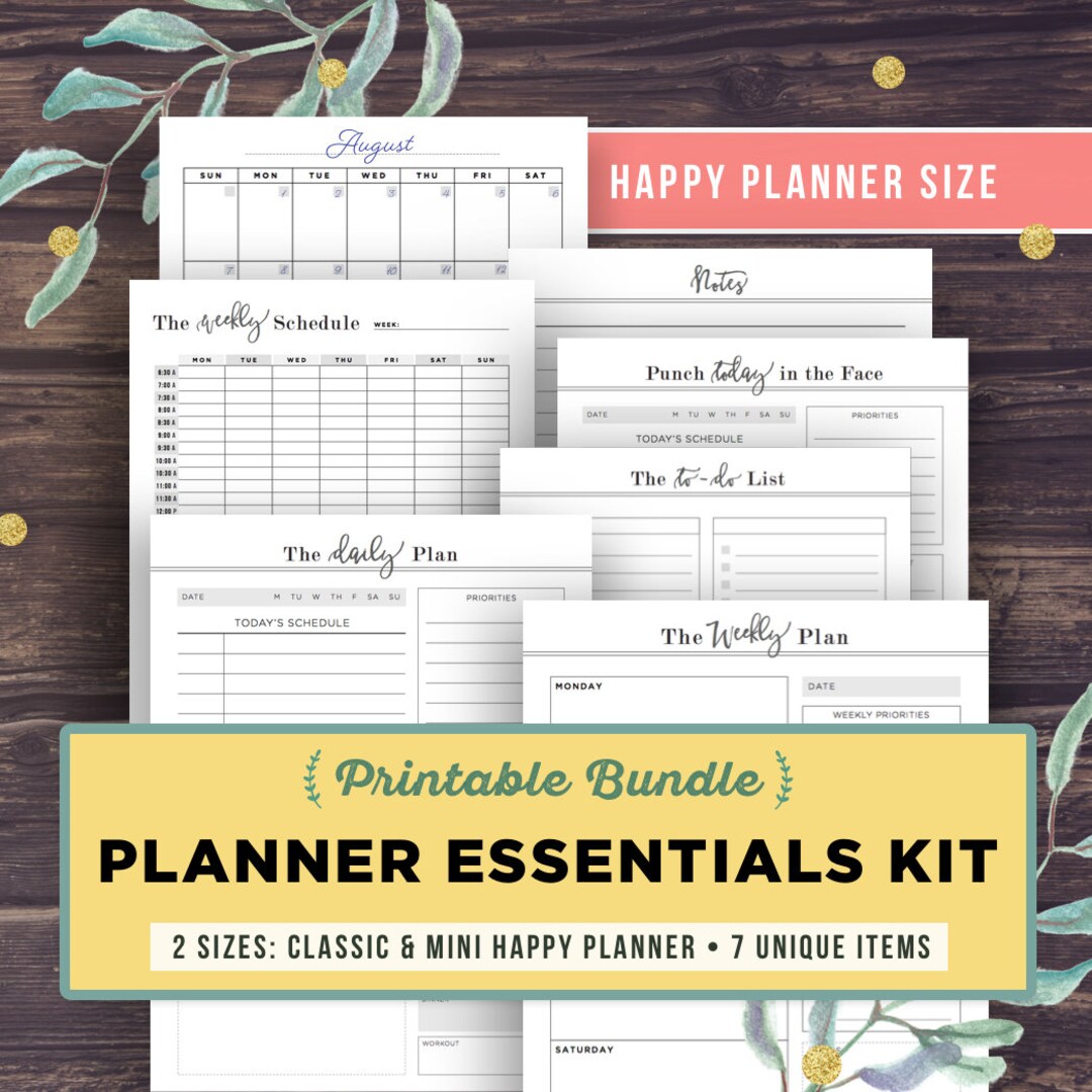 HAPPY Planner Printable Inserts: Planner Essentials Bundle - Etsy Australia