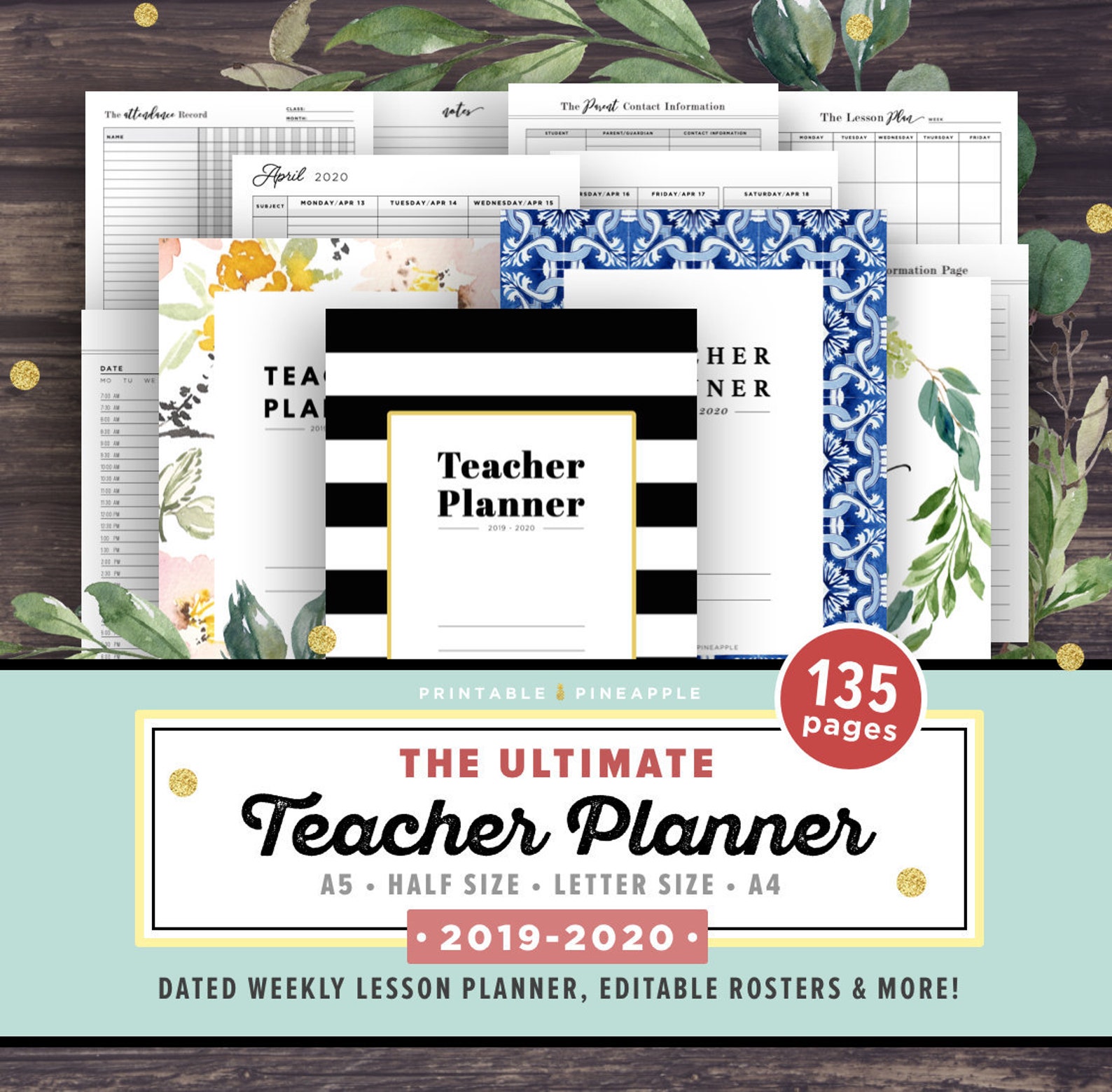 Teacher Planner 2019-2020 Lesson Planner Printable Academic | Etsy