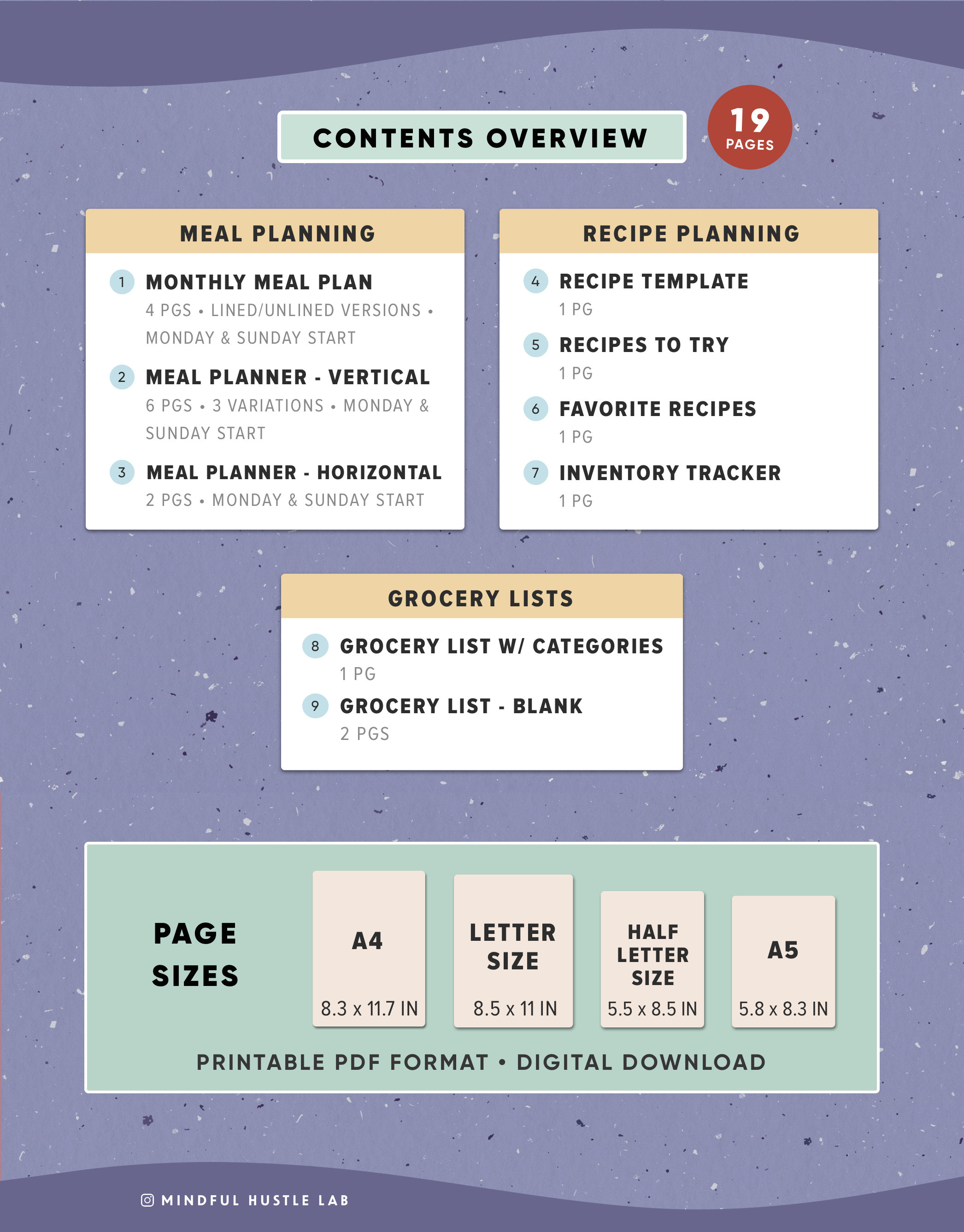 Meal Planner Printable Bundle, Weekly Meal Planner, Grocery List ...