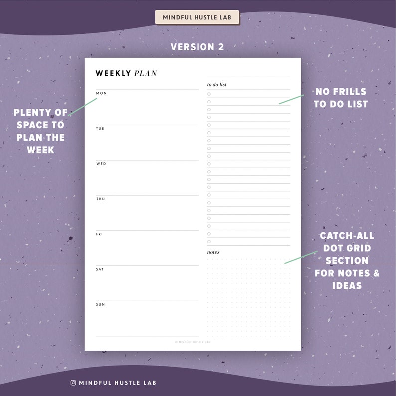Weekly Planner Printable 4 in 1 Printable Weekly Task List | Etsy