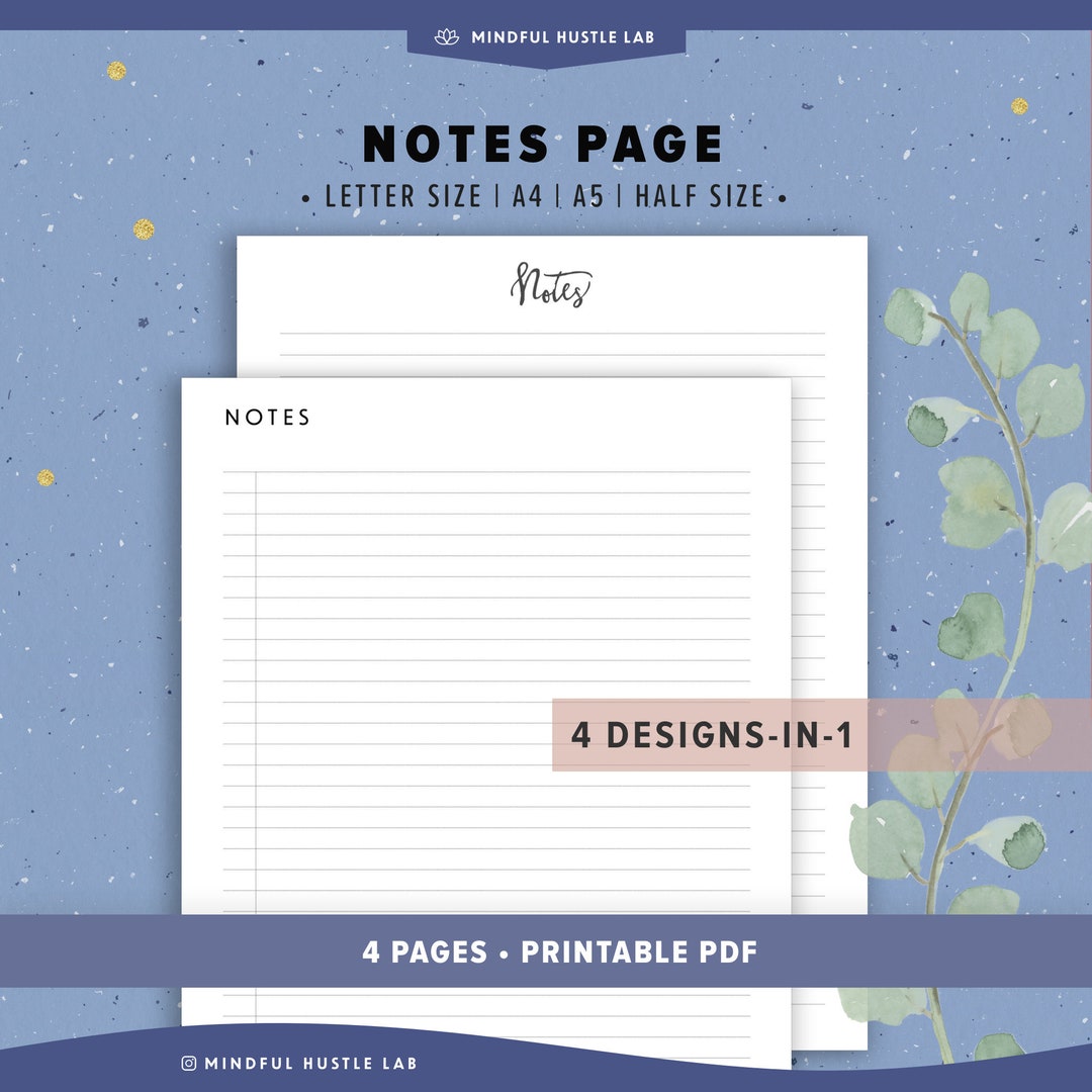 Notes Planner Pages Printable Notebook Pages, Meeting Notes Template ...