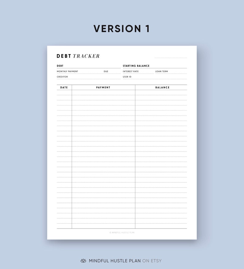 Debt Tracker Printable, Debt Snowball, Finance Planner Inserts, Debt ...