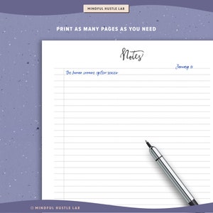 Notes Planner Pages Printable Notebook Pages, Meeting Notes Template ...