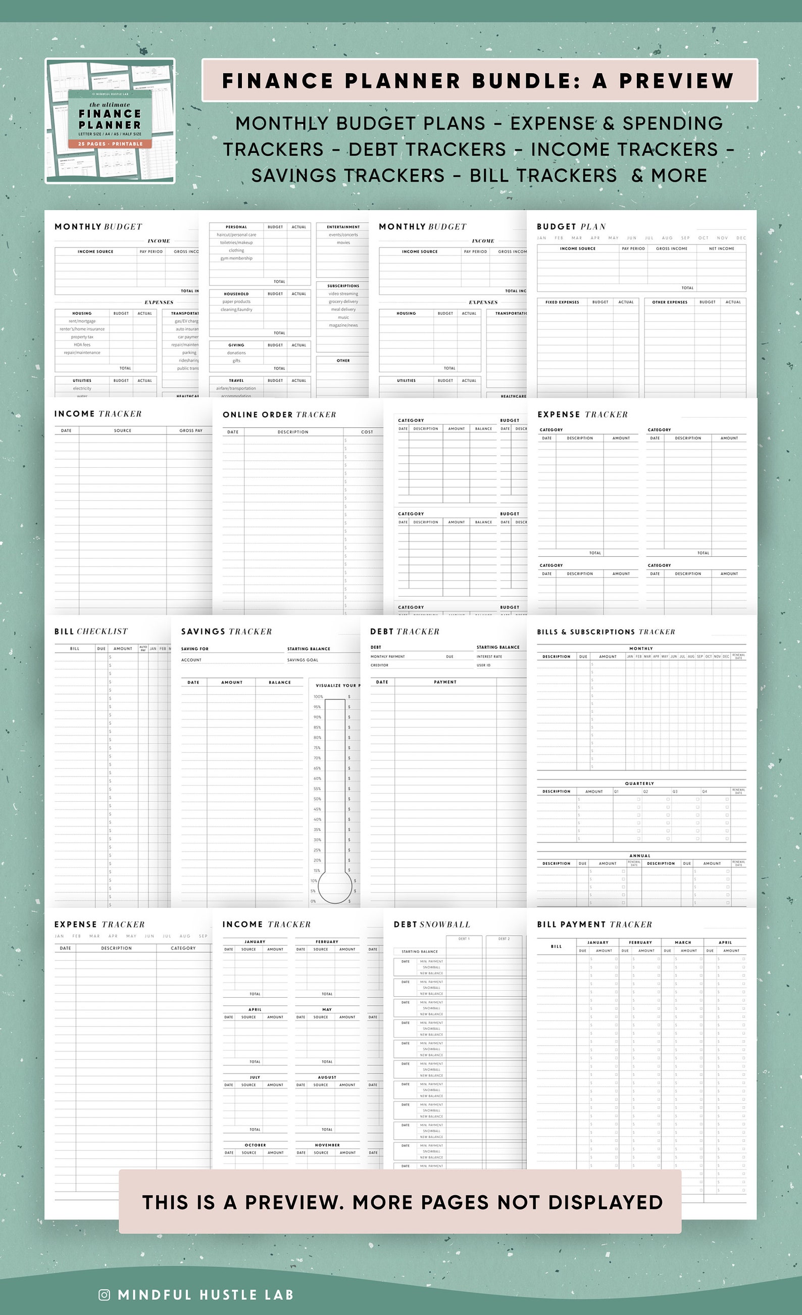Printable Planner Bundle 5-in-1 Daily Productivity Finance - Etsy