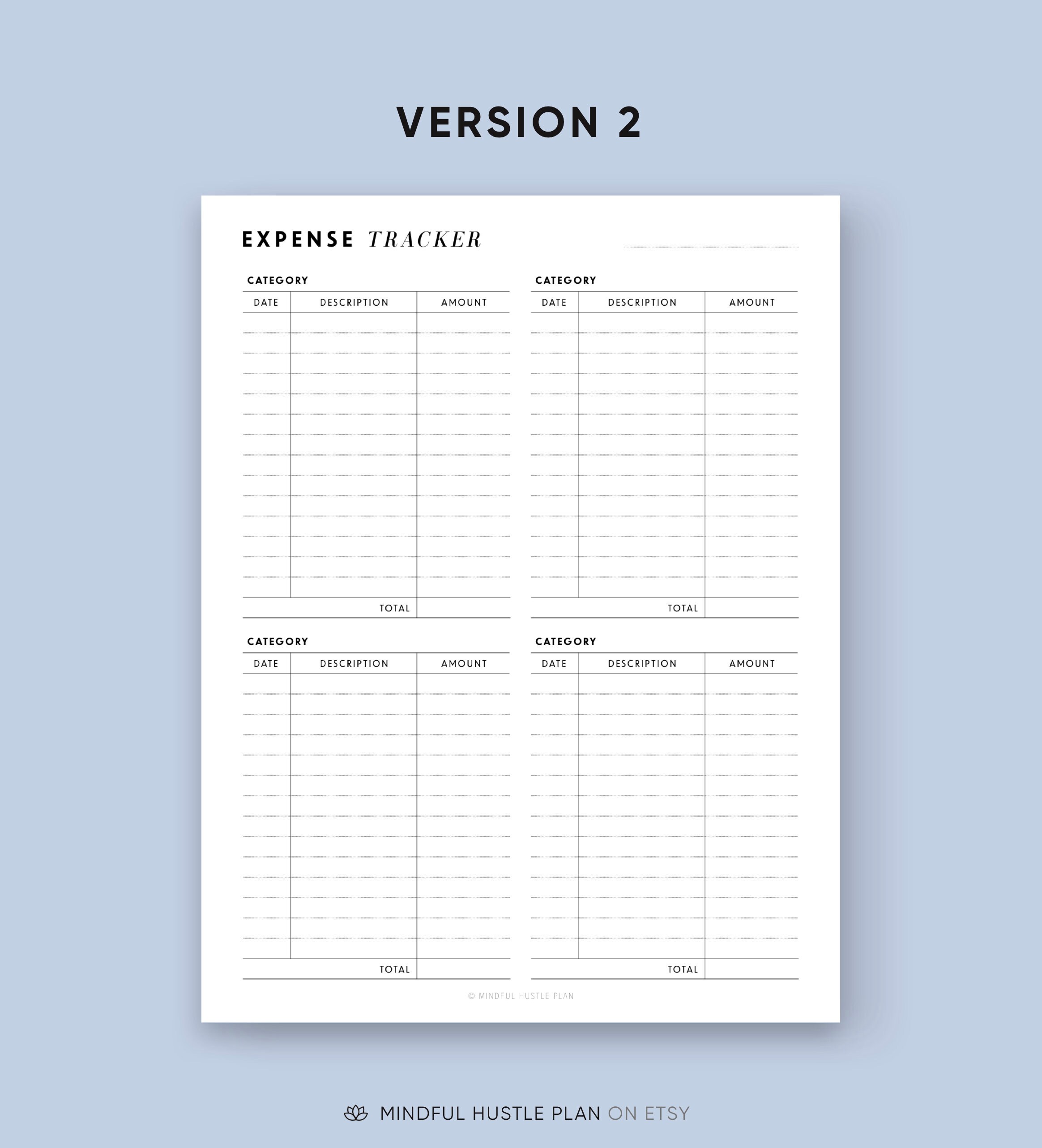 Expense Tracker Printable, Weekly Expenses Planner, Monthly Budget ...