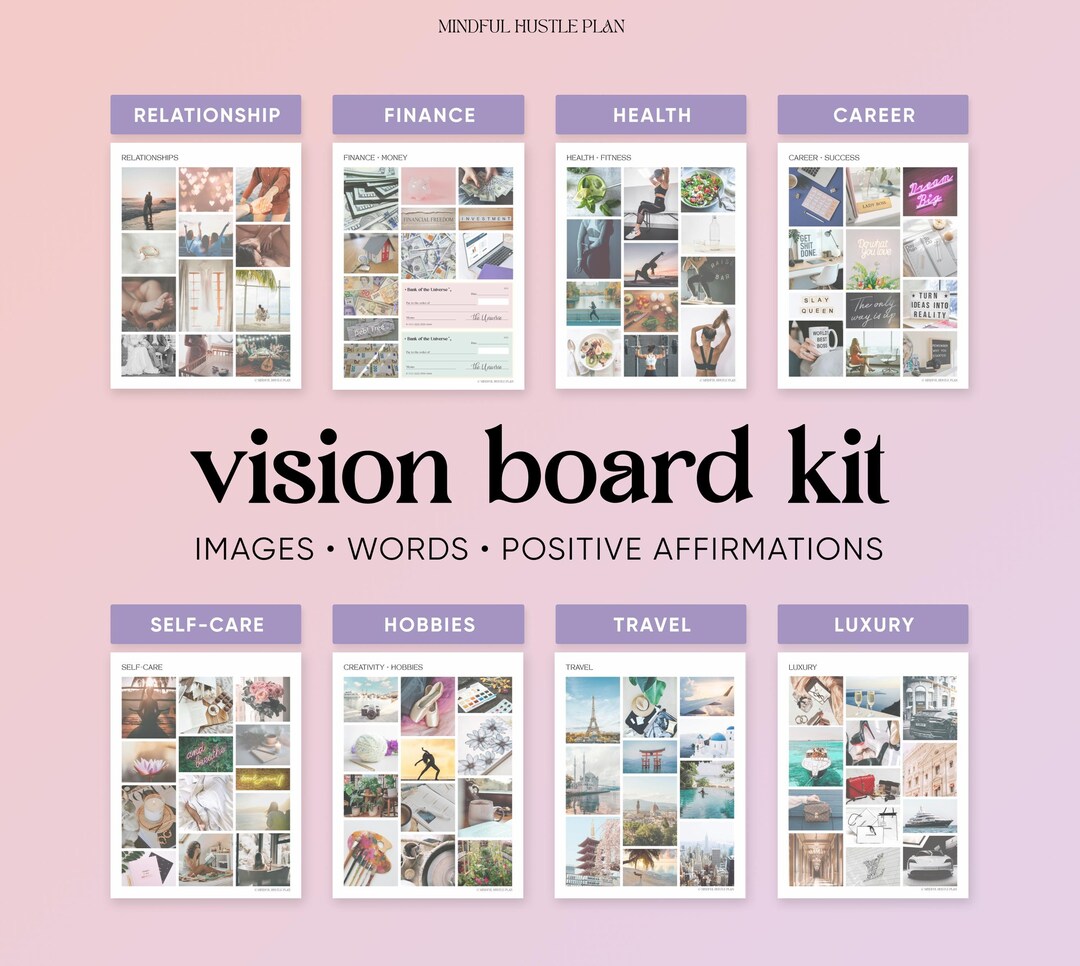 Vision Board 2026 Printable, Aesthetic Vision Board Template, Printable ...