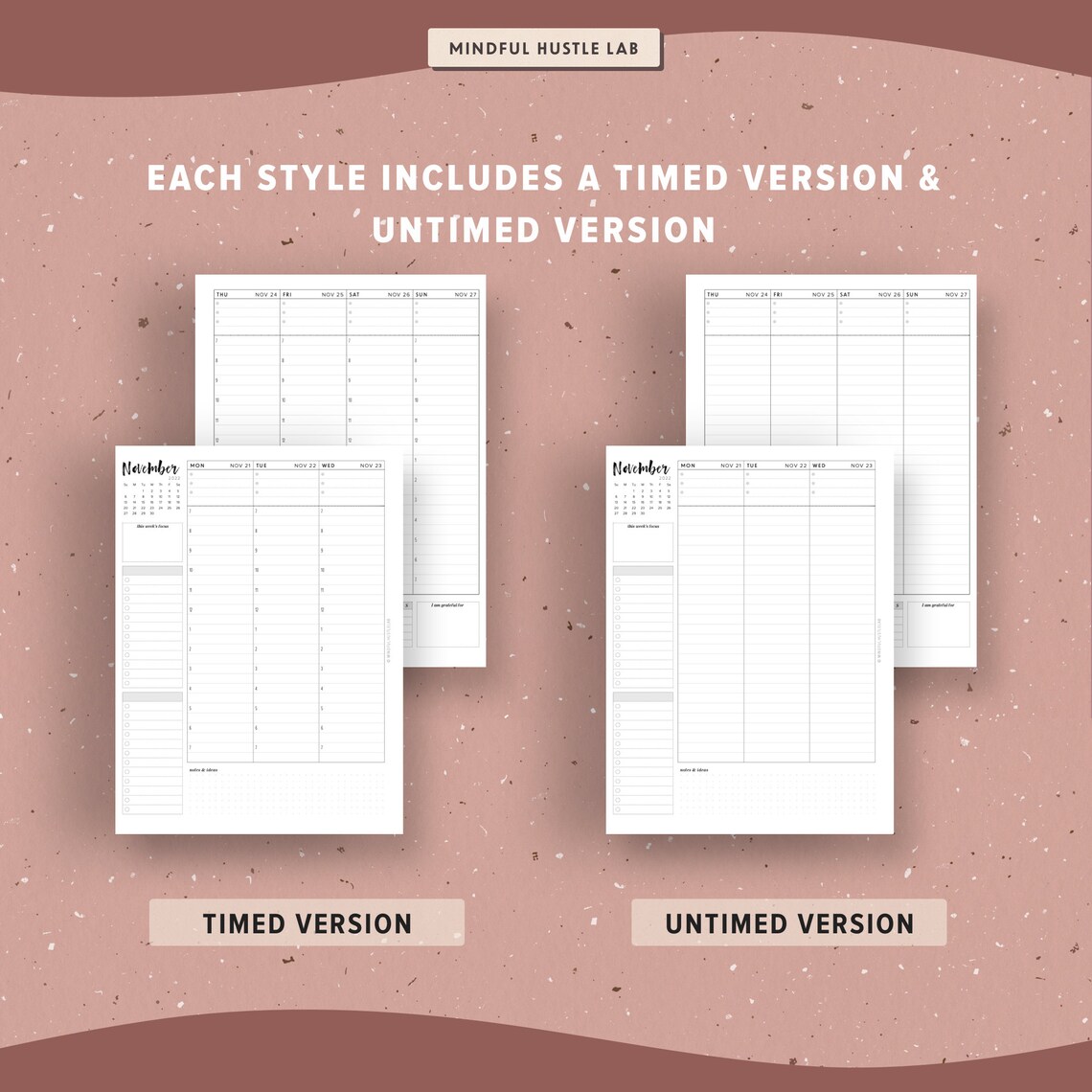 2022 Weekly Planner Printable BOLD Lettering Style Vertical - Etsy