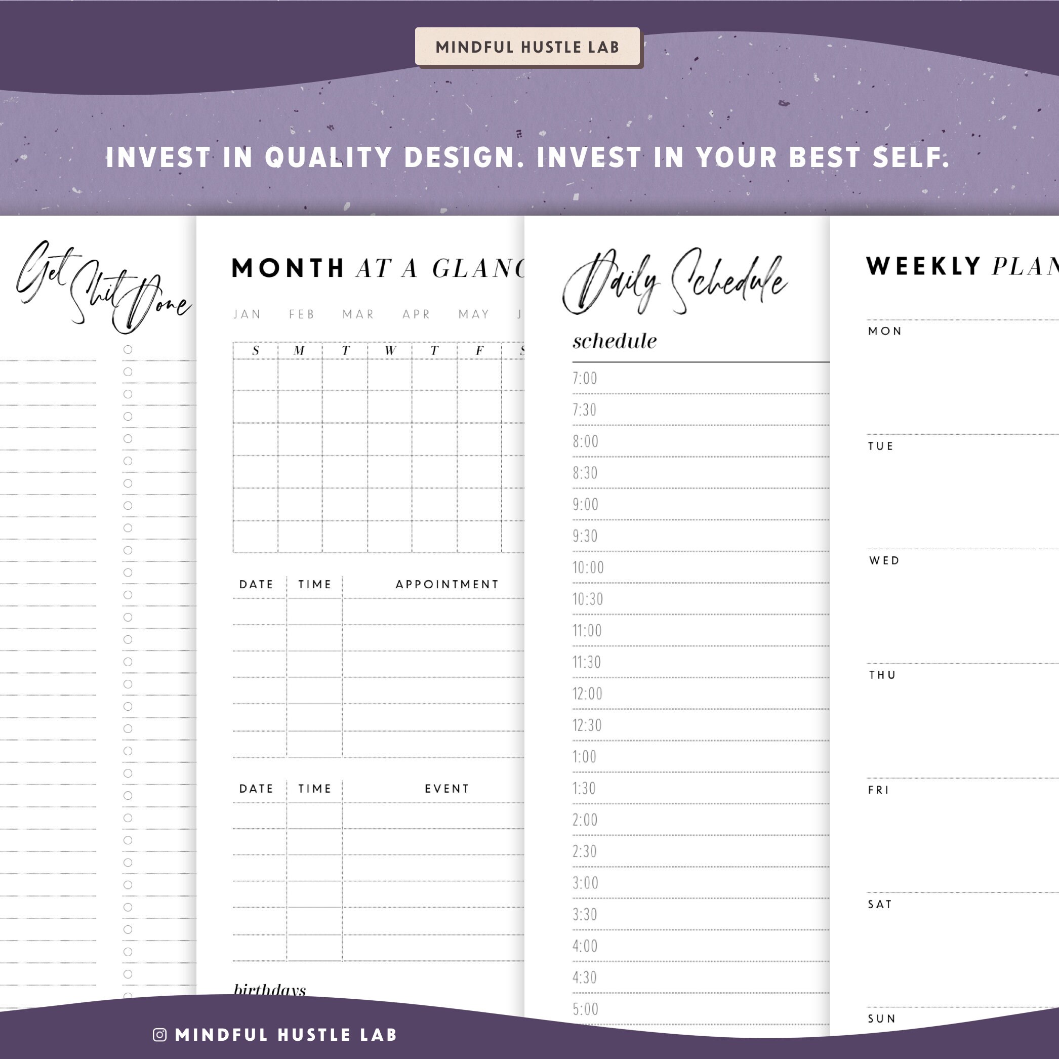 Weekly Planner Printable 4 in 1 Printable Weekly Task List | Etsy