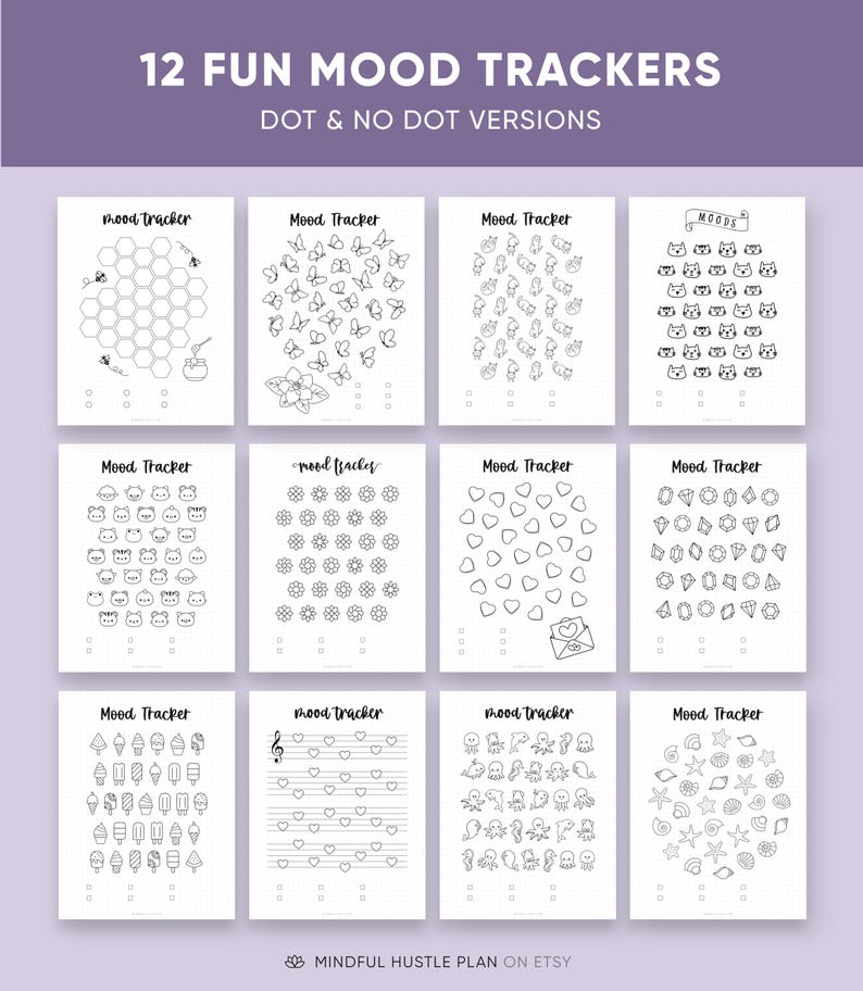 Mood Trackers Printable, Bullet Journal Printable Template, Pre-made ...