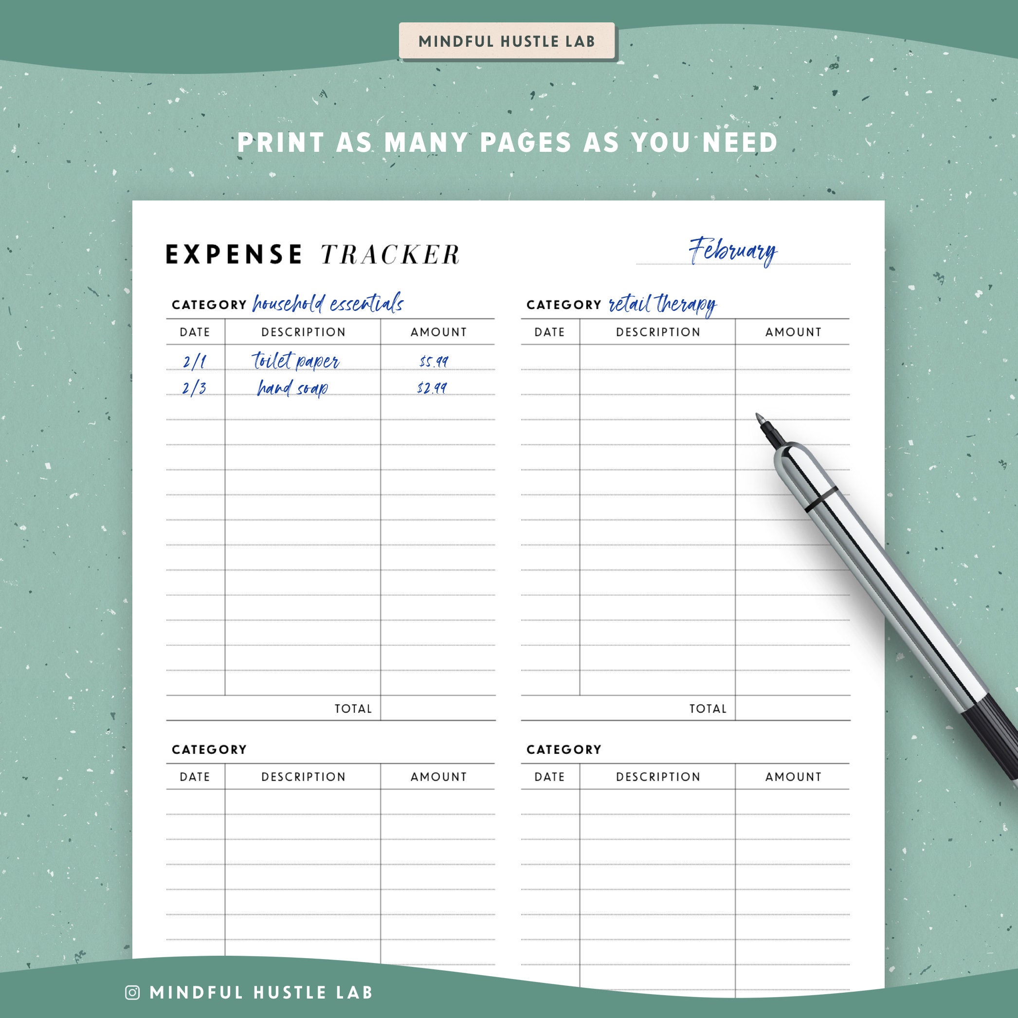 Expense Tracker Printable Weekly Expenses Planner Monthly | Etsy