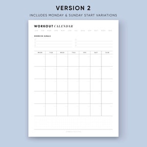 Monthly Fitness Planner, Workout Calendar Printable, Printable Fitness ...