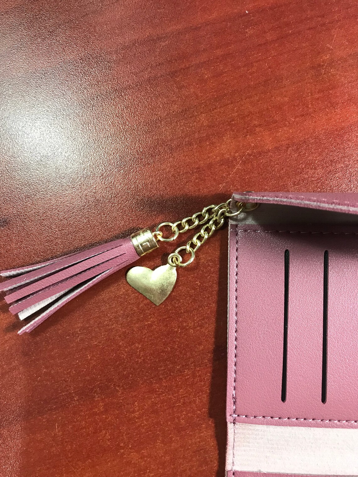 Personalized Long Wallet With Heart Charm and Tassel Money - Etsy