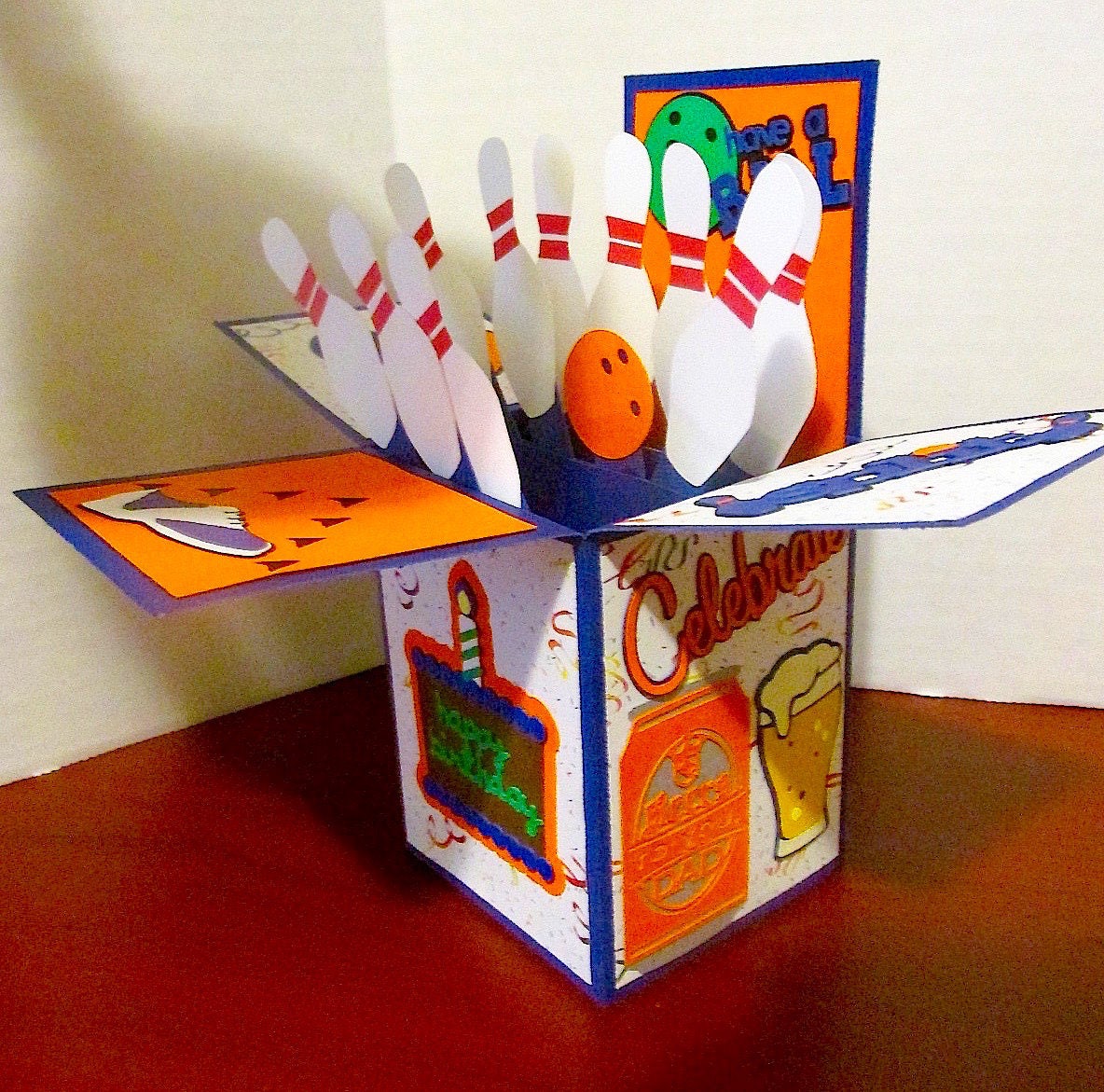 Pop up Bowling Theme Card for Birthday, Custom Made Keepsake Greeting ...