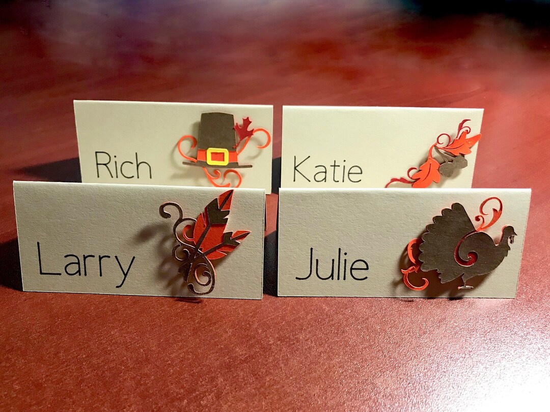 Name Place Cards for Thanksgiving Dinner, Turkey Buffet Food Labels ...