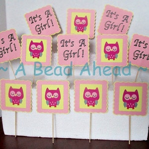 Custom Owl Themed Toppers for Cupcakes for Baby Shower for - Etsy