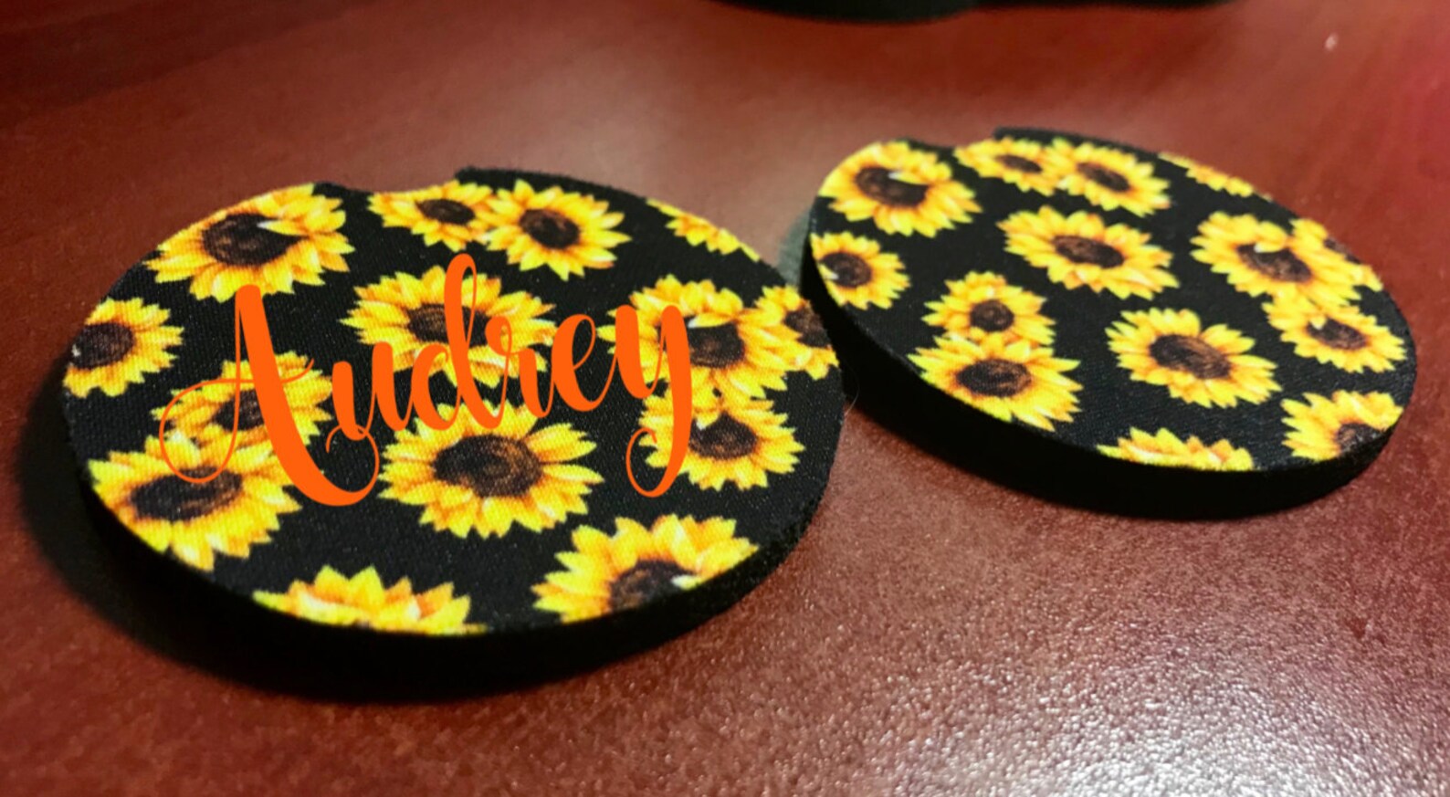 Personalized Sunflower Car Coasters, Neoprene Drink Coaster Set for ...