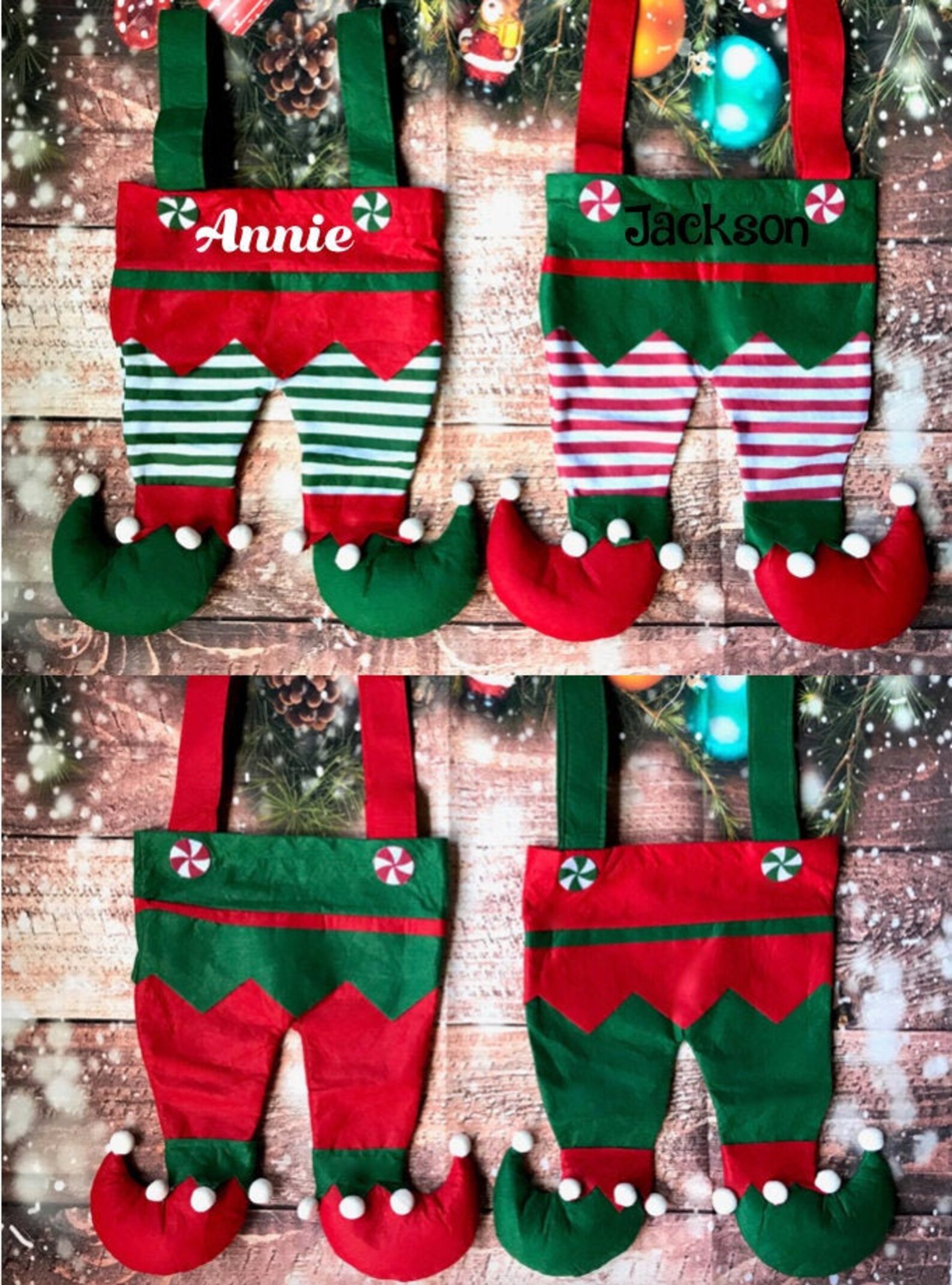 Cute Elf Pant Stocking Personalized Holiday gift for entire | Etsy