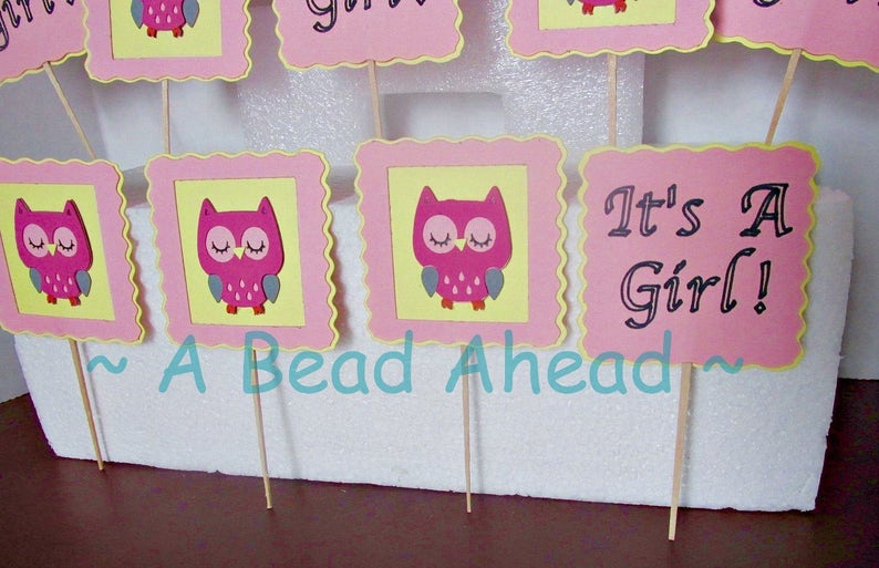 Custom Owl themed toppers for cupcakes for baby shower for | Etsy