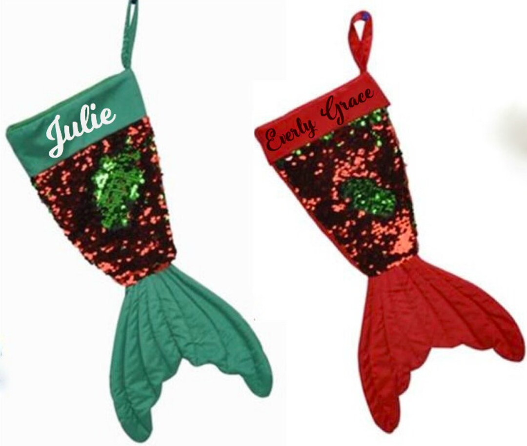 Mermaid Christmas Stocking for Little Girls, Personalized Holiday ...