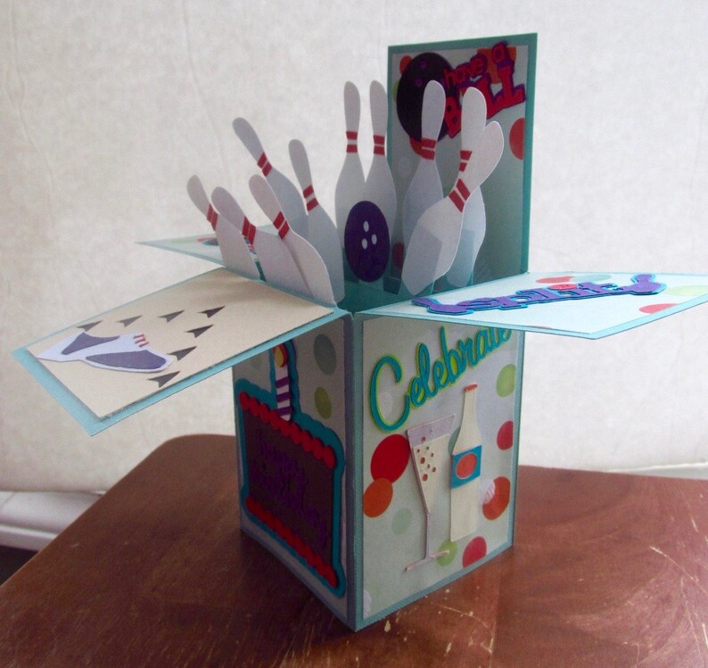 Pop up Bowling Theme Card for Birthday, Custom Made Keepsake Greeting ...