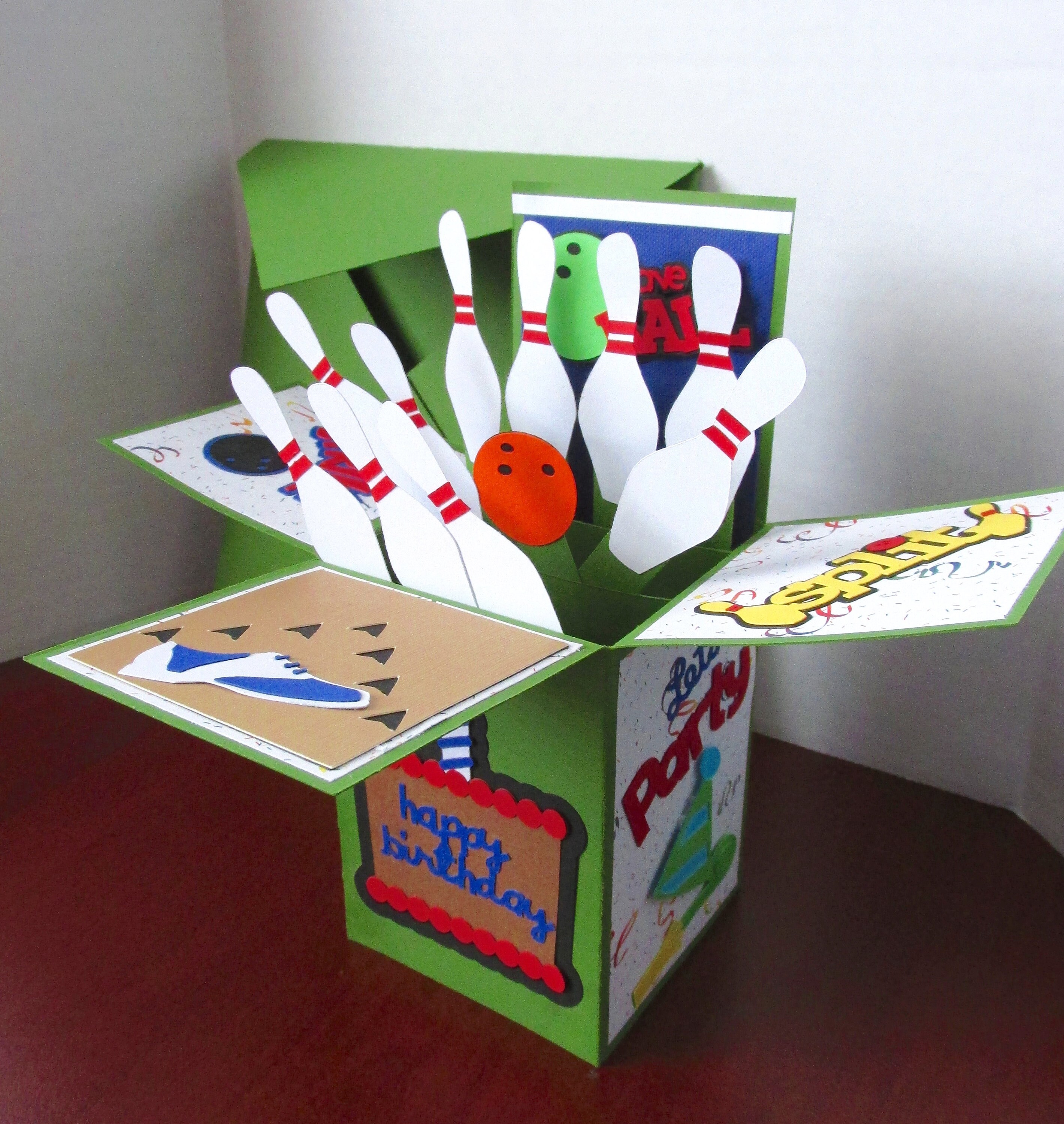 Pop up Bowling Theme Card for Birthday, Custom Made Keepsake Greeting ...