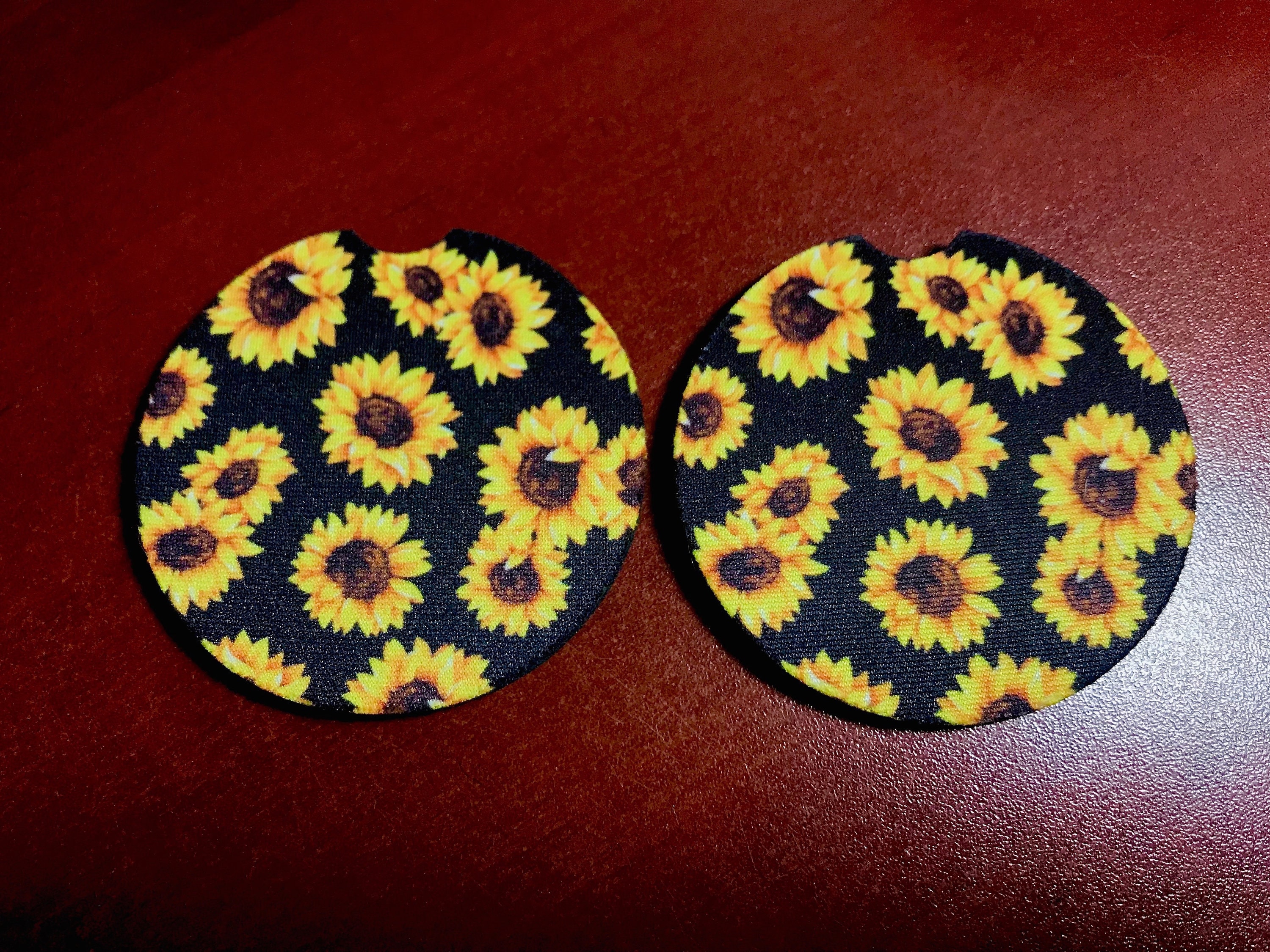 Personalized Sunflower Car Coasters, Neoprene Drink Coaster Set for ...