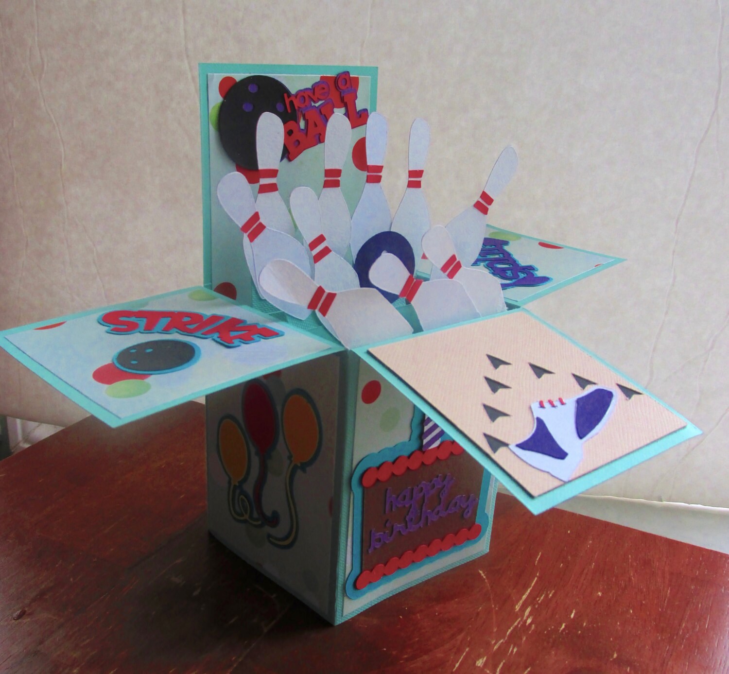 Pop up Bowling Theme Card for Birthday Custom Made Keepsake - Etsy