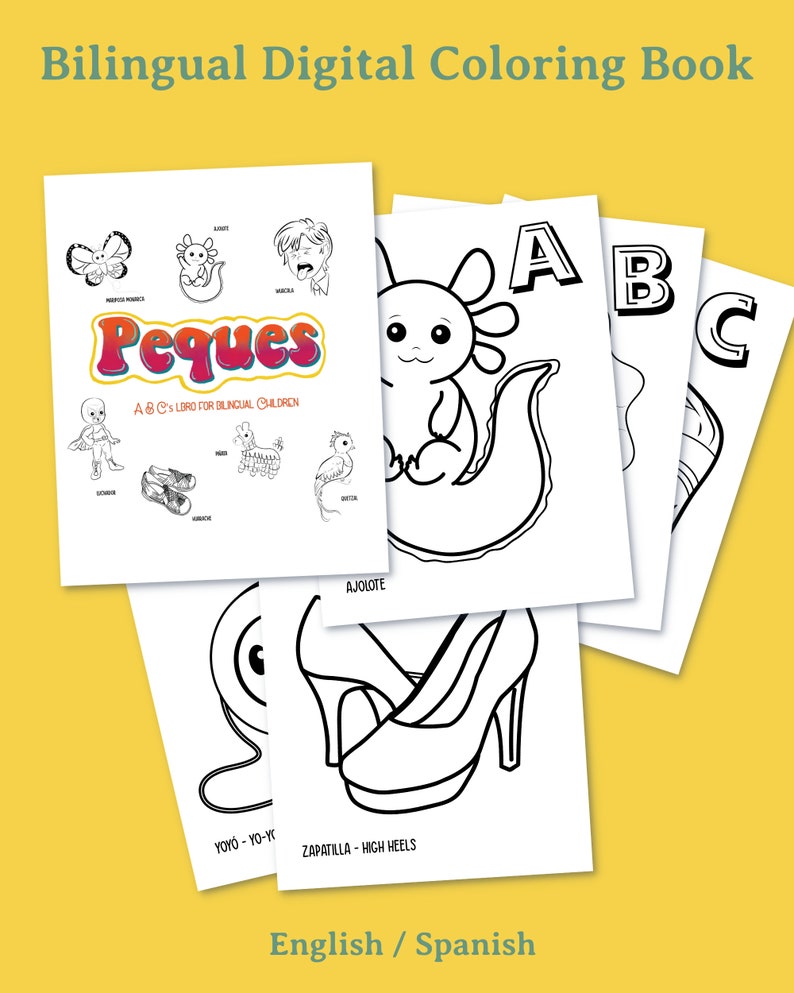 Peques Coloring Book A Digital Coloring Book for Bilingual - Etsy