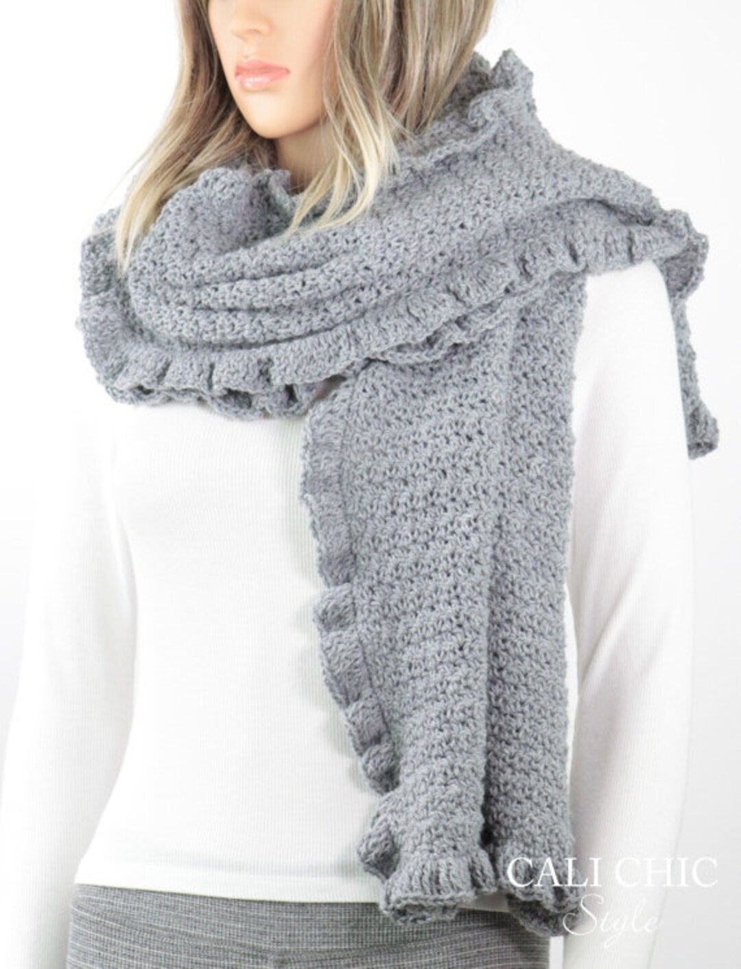 Crochet Scarf PATTERN, Laila Ruffle Scarf Pattern #815, Crochet Pattern ...