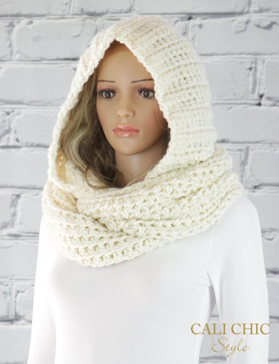 Crochet Hooded Scarf Pattern Alexia Hooded Infinity Scarf - Etsy