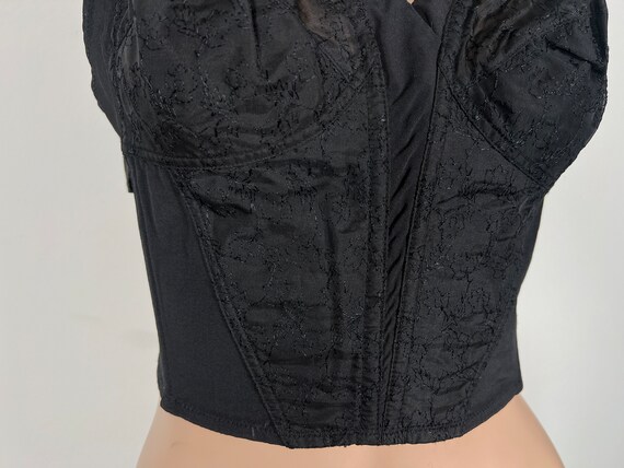 Vintage 1950s black embroidered long line Playtex Liv… - Gem