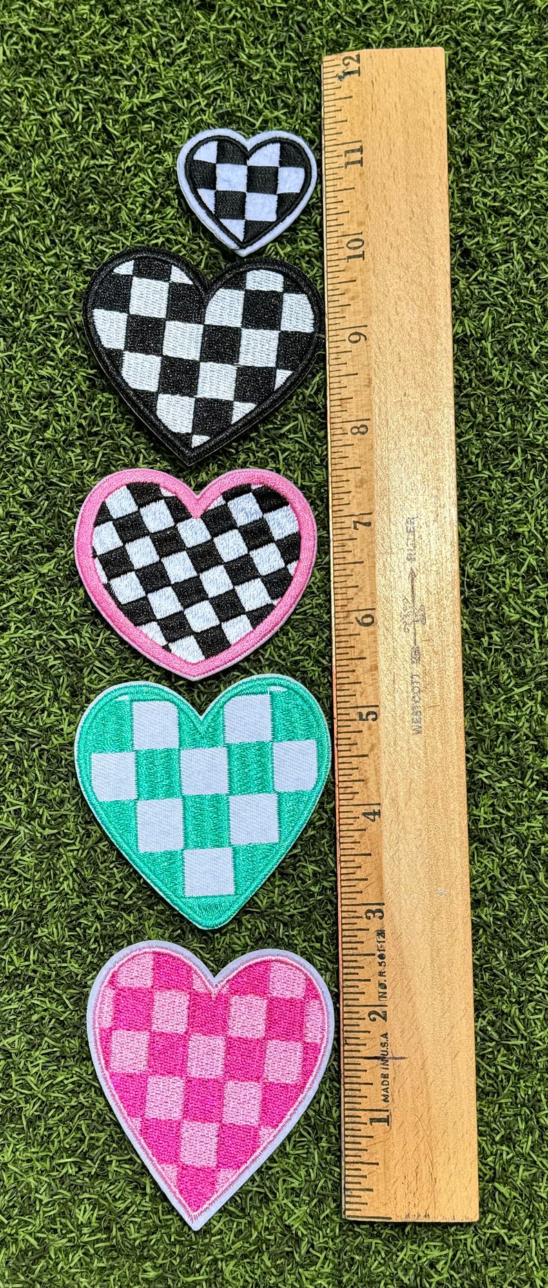 Checkered Heart Iron on Patches - Etsy