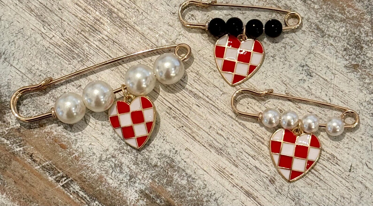 Checkered Heart Pins - Etsy